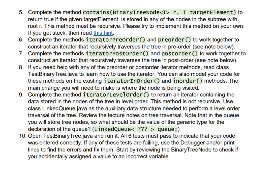 Solved Exercise 2 - Completing the LinkedBinaryTree class 1. | Chegg.com