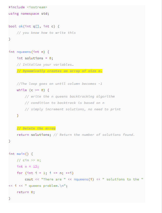 #include using namespace std; bool ok(int q[], int | Chegg.com