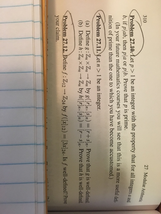 Solved 27 Modular Anithmeic 310 Problem 27.10Let p > 1 be an | Chegg.com