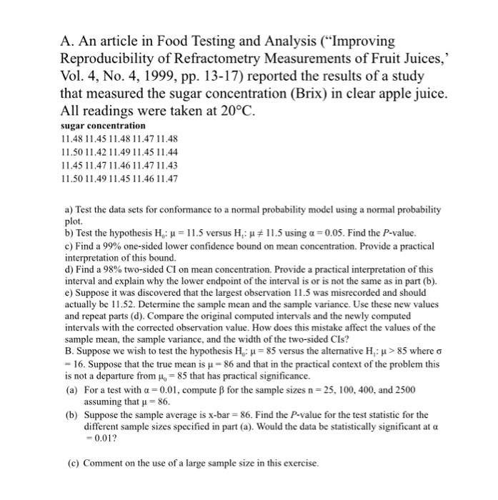 Solved A. An article in Food Testing and Analysis | Chegg.com