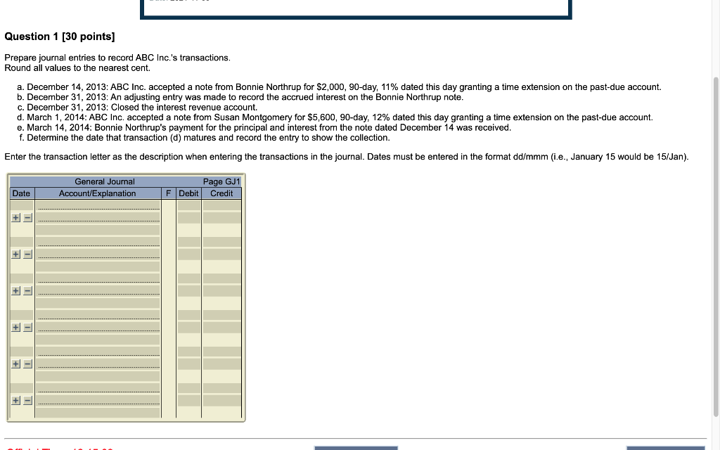 Solved Question 1 [30 points] Prepare journal entries to | Chegg.com
