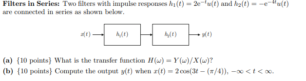 Solved Filters in Series: Two filters with impulse responses | Chegg.com