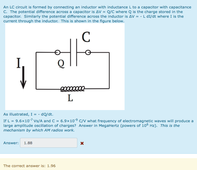 Solved An LC Circuit Is Formed By Connecting An Inductor Chegg