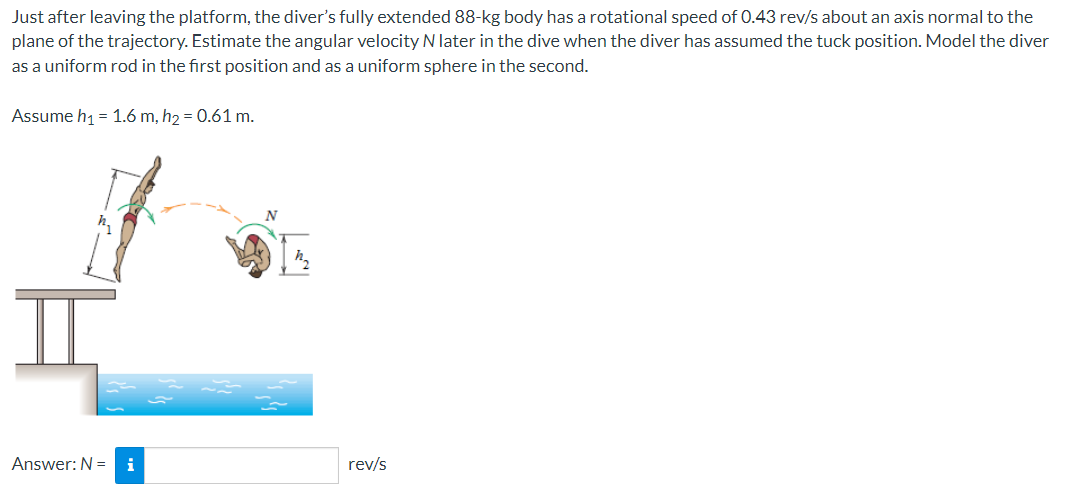 Solved Just after leaving the platform, the diver's fully | Chegg.com