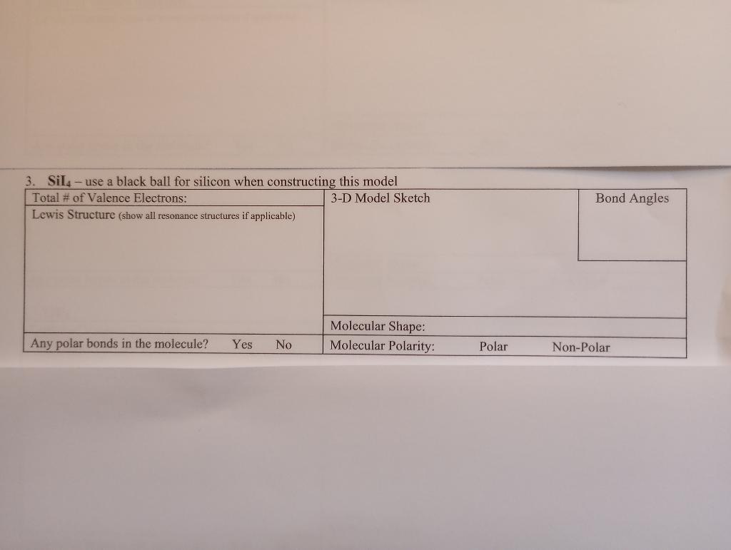 Solved 3. SiI4 - use a black ball for silicon when | Chegg.com