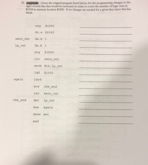 Solved Given the original program listed below, list the | Chegg.com