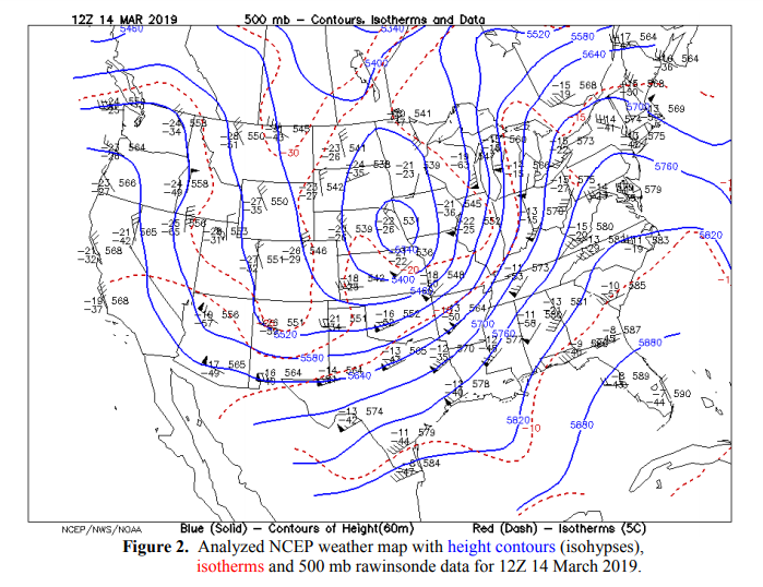 Solved Figure 2 is the 500-mb upper-air map for 12Z 14 MAR | Chegg.com