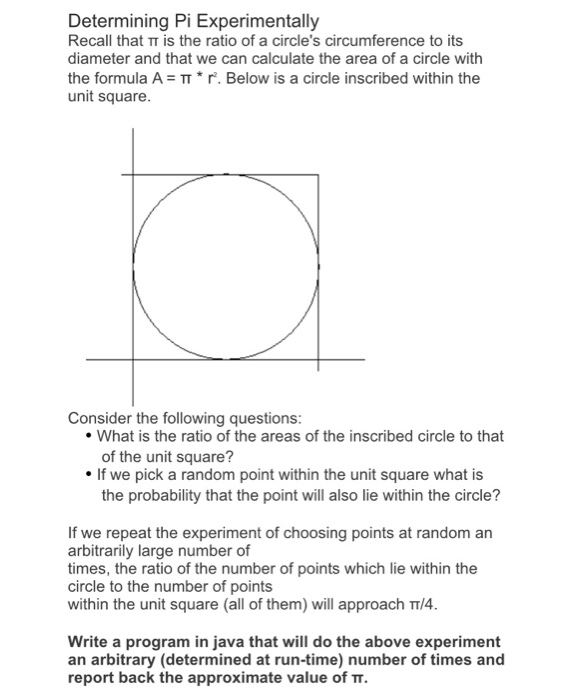 Solved Determining Pi Experimentally Recall that π is the | Chegg.com