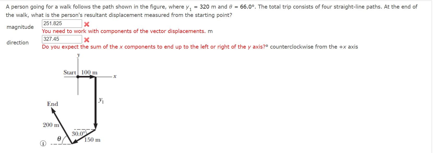 Solved A person going for a walk follows the path shown in | Chegg.com