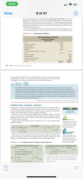 CORRECTING JOURNAL ENTRIES 2 Try It 5. Using the | Chegg.com