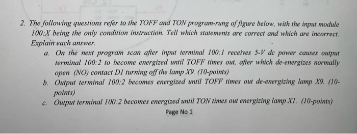 2. The following questions refer to the TOFF and TON | Chegg.com