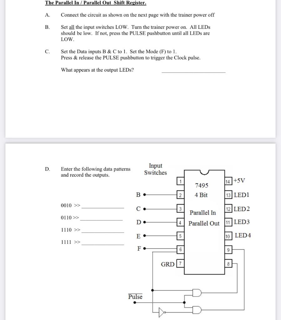 Solved The Parallel In/Parallel Out Shift Register. A. | Chegg.com