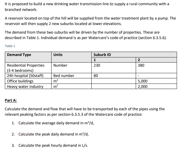 Solved It is proposed to build a new drinking water | Chegg.com
