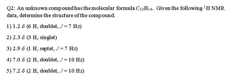 Solved Q2: An unknown compound has the molecular formula | Chegg.com