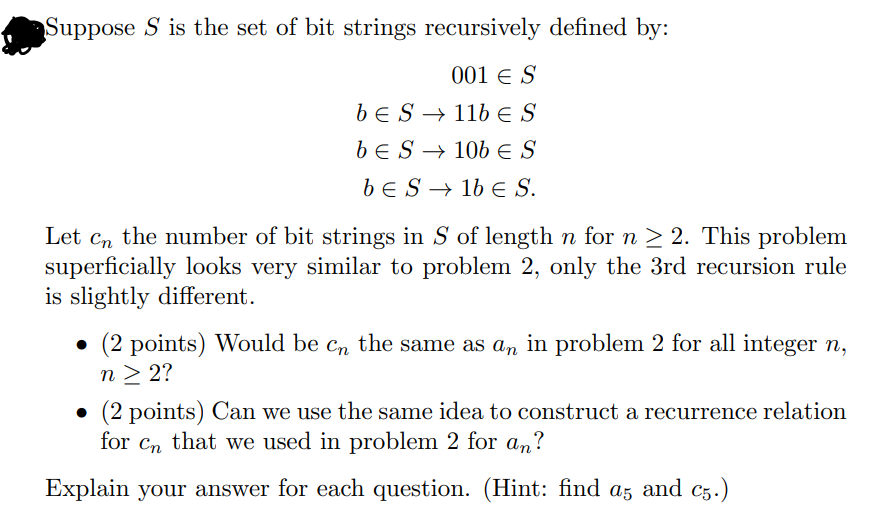 Suppose S is the set of bit strings recursively | Chegg.com