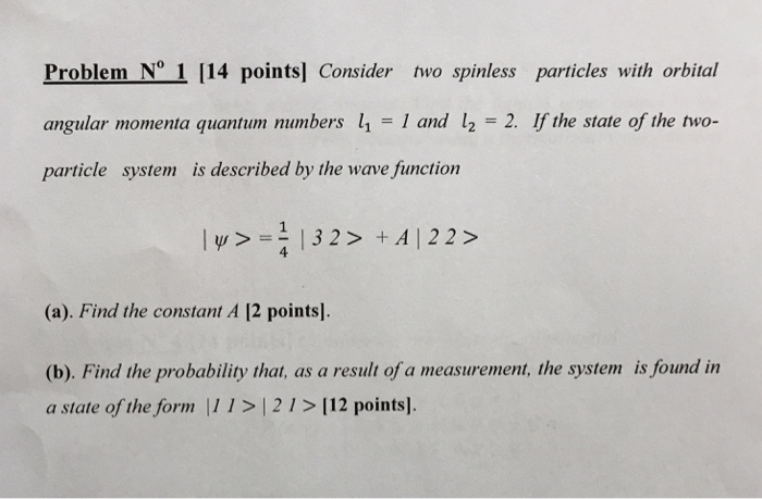 Solved Problem N° 1 114 points] Consider two spinless | Chegg.com