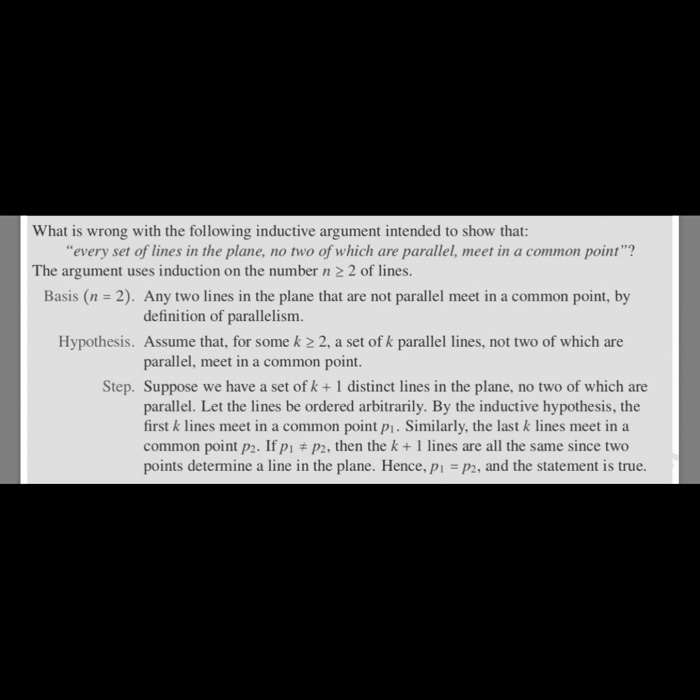 Solved What is wrong with the following inductive argument | Chegg.com