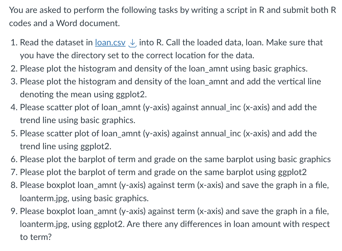 Solved You are asked to perform the following tasks by | Chegg.com