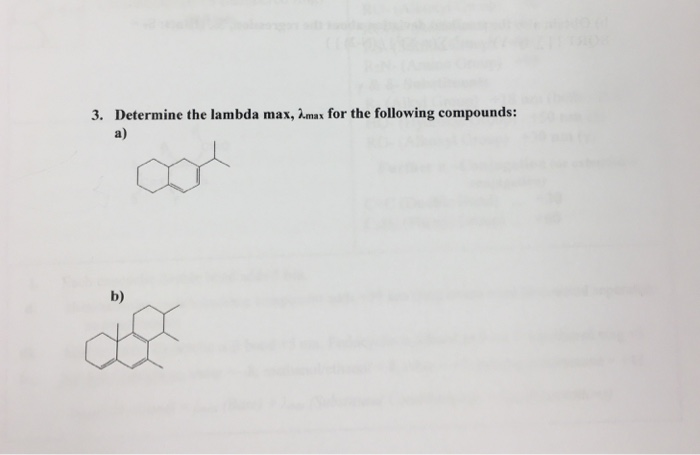 Solved 3. Determine the lambda max, Amax for the following | Chegg.com