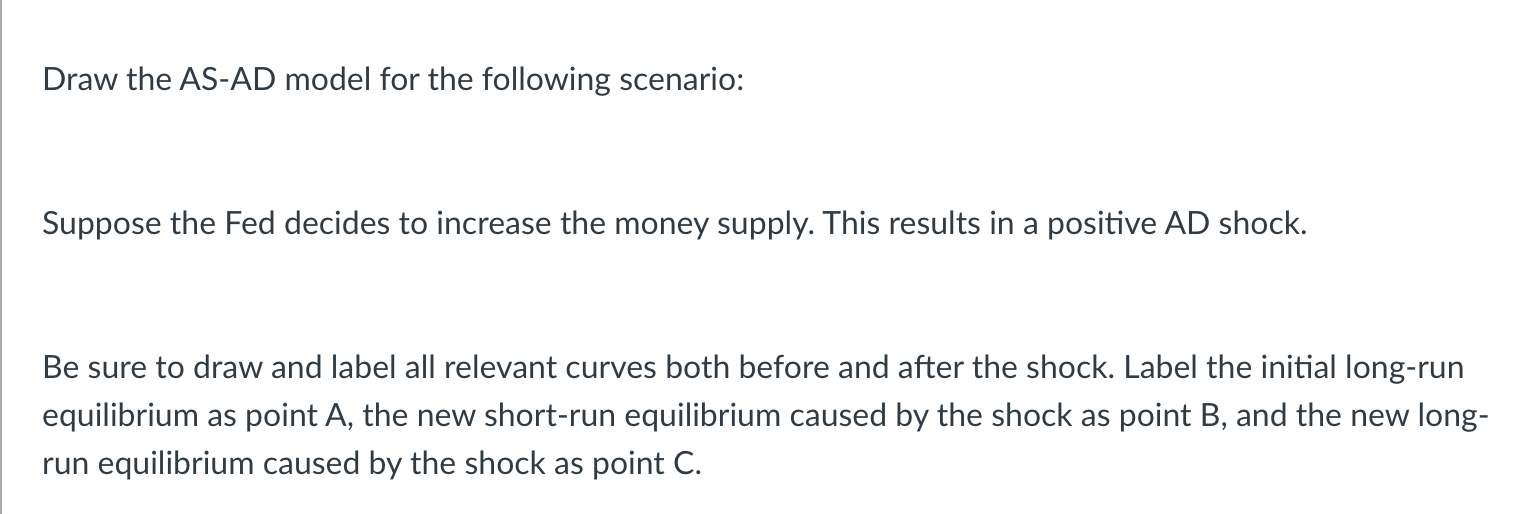 Solved Draw the AS-AD model for the following scenario: | Chegg.com