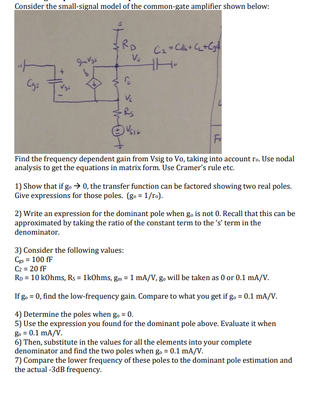 Solved Consider the small-signal model of the common-gate | Chegg.com