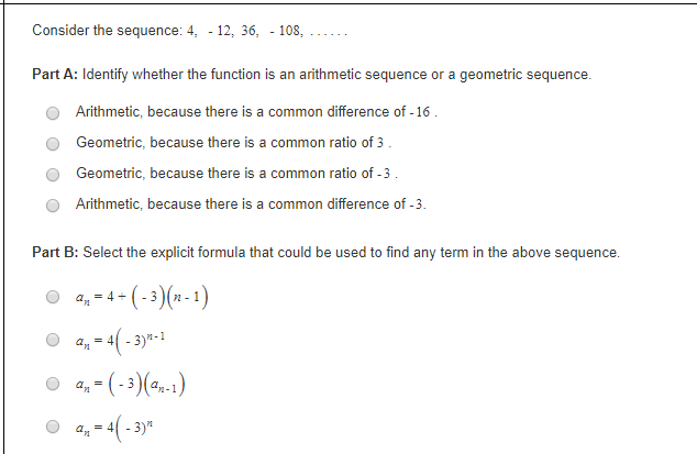 Solved Consider the sequence: 4. - 12, 36. - 108. ...... | Chegg.com