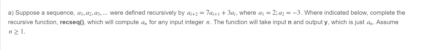 Solved Matlab Programming question. a) ﻿Suppose a sequence, | Chegg.com