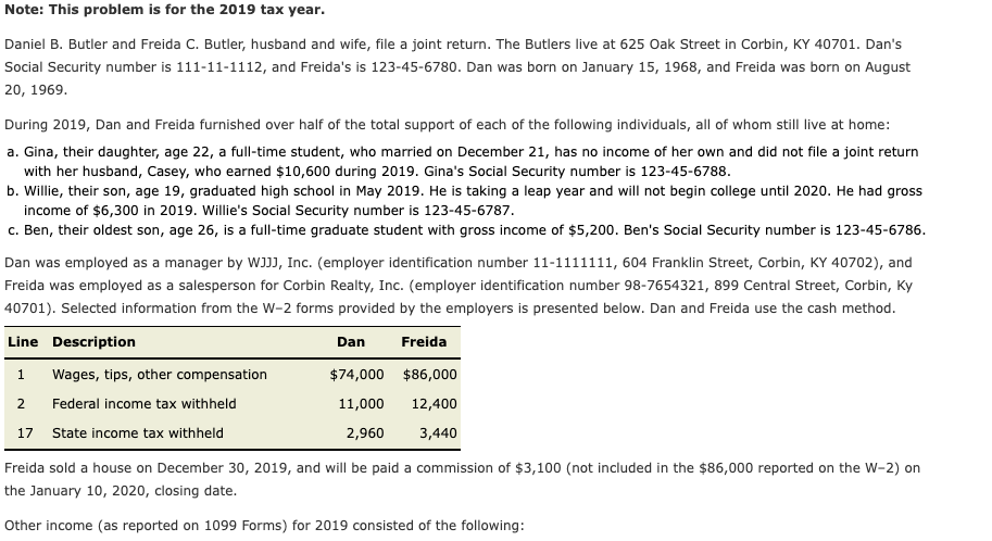 Solved Note: This problem is for the 2019 tax year. Daniel | Chegg.com
