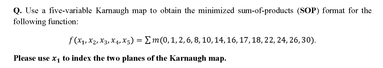 Solved Q. Use a five-variable Karnaugh map to obtain the | Chegg.com