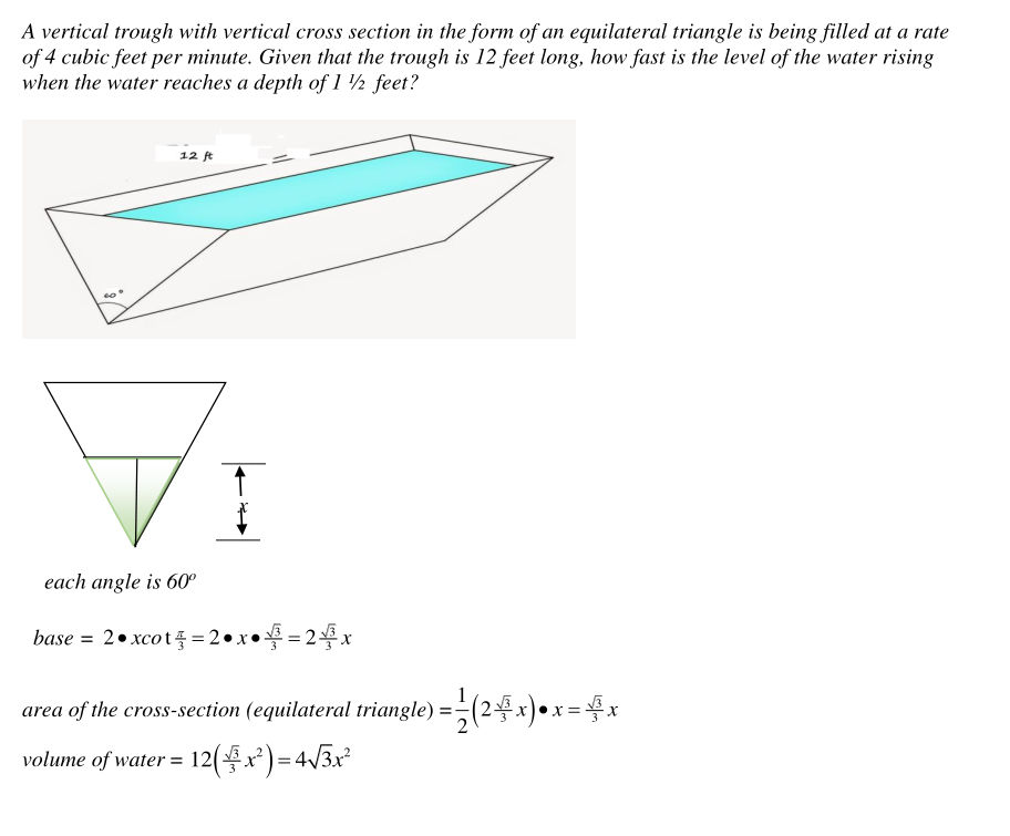 Solved A vertical trough with vertical cross section in the | Chegg.com