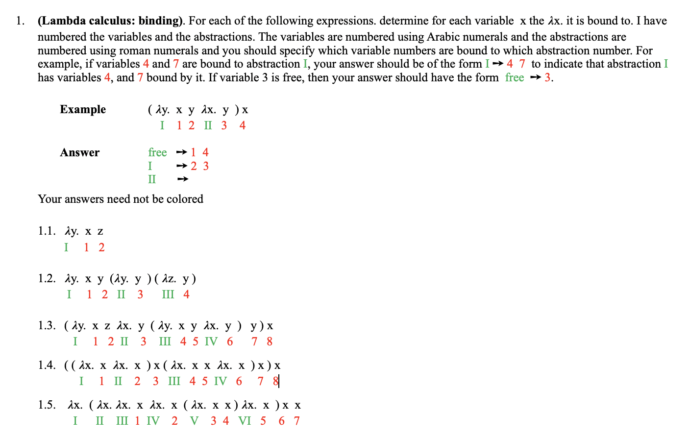 Solved 1. (Lambda calculus: binding). For each of the | Chegg.com