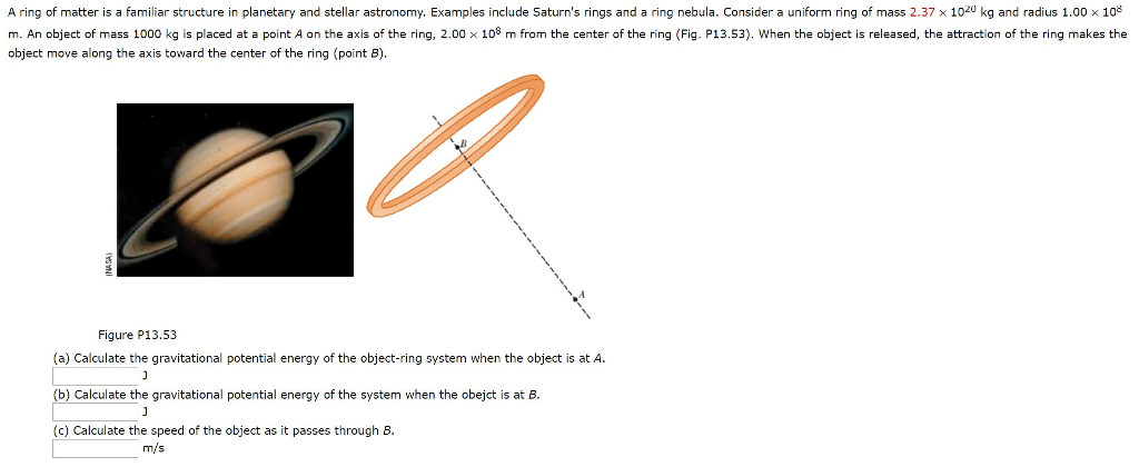 Solved A ring of matter is a familiar structure in planetary | Chegg.com
