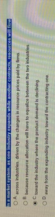 Solved n a market system, as one industry expands while | Chegg.com
