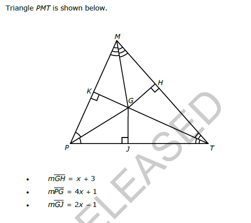 Solved Triangle PMT is shown below. mPG 4x +1 | Chegg.com