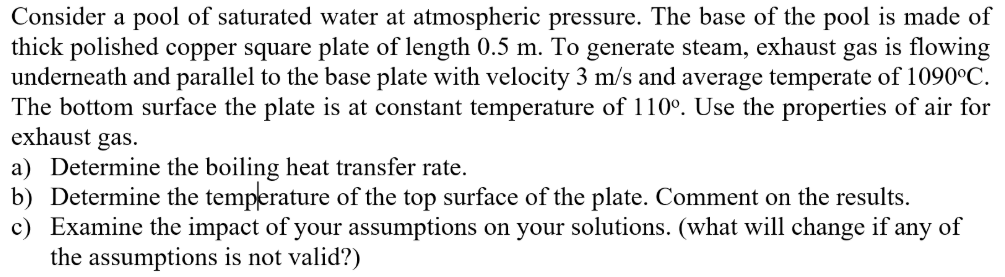Consider a pool of saturated water at atmospheric | Chegg.com