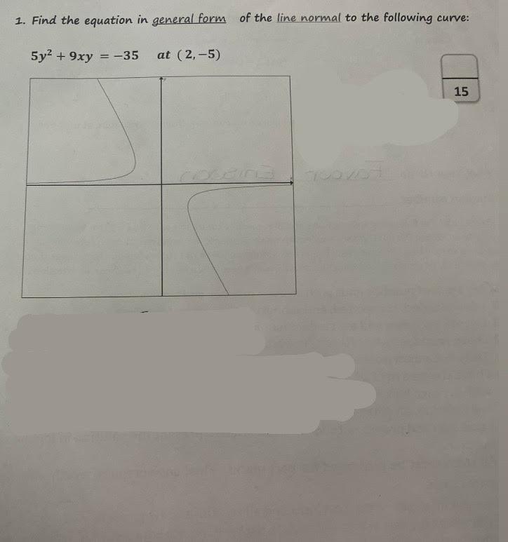 Solved 1. Find the equation in general form of the line | Chegg.com