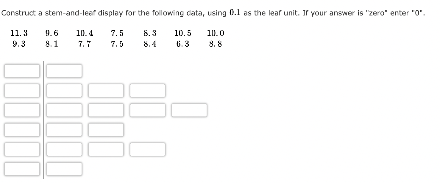 Solved Construct a stem-and-leaf display for the following | Chegg.com