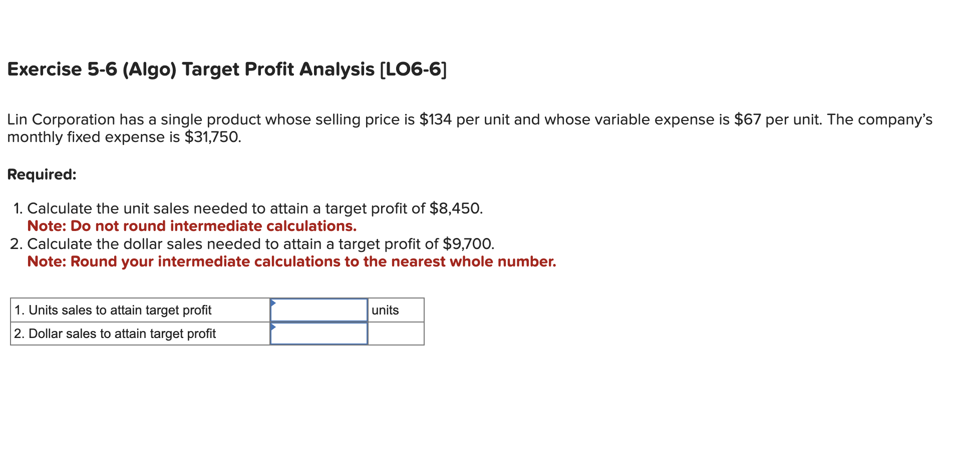 Solved Exercise 5-2 (Algo) The Effect of Changes in Unit | Chegg.com