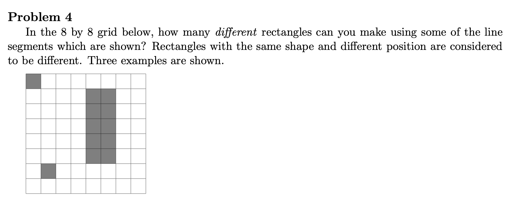 Solved Problem 4 In the 8 by 8 grid below, how many | Chegg.com
