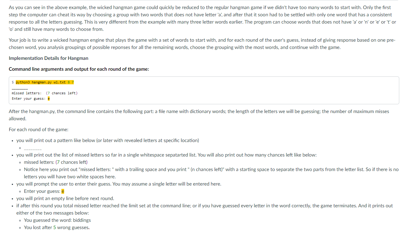 Solved In this exercise you will implement the Hangman Game. | Chegg.com