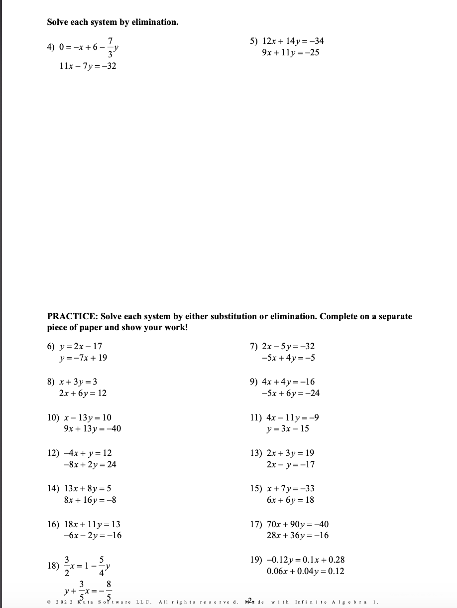 Solved Solve each system by elimination. 4) | Chegg.com