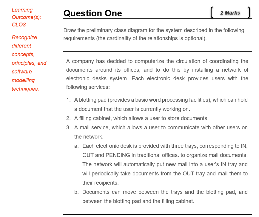 Solved Draw the preliminary class diagram for the system | Chegg.com