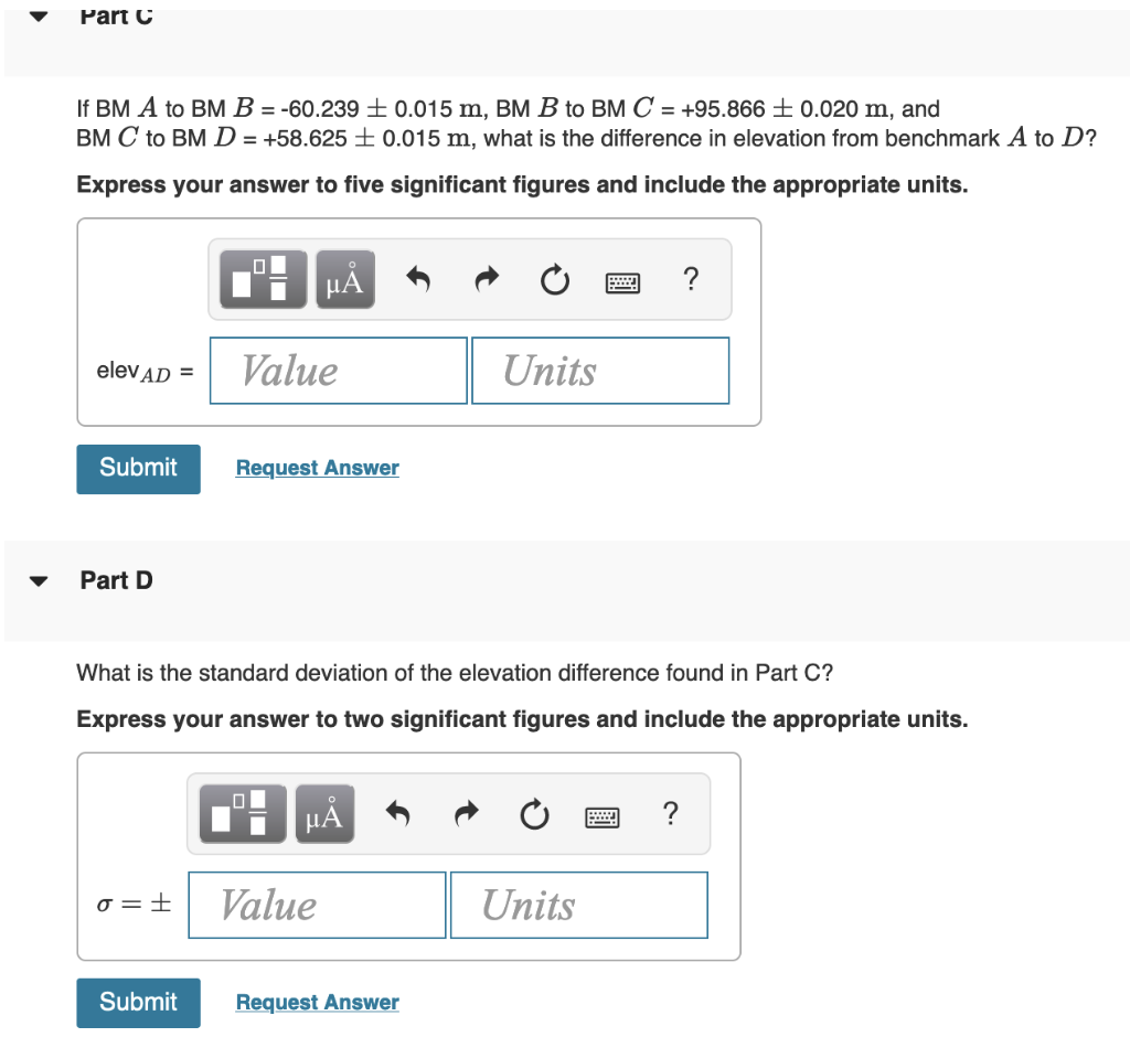 Solved A line of levels was run from benchmarks A to B, B to | Chegg.com