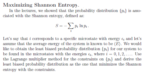 Solved Maximizing Shannon Entropy. In the lectures, we | Chegg.com