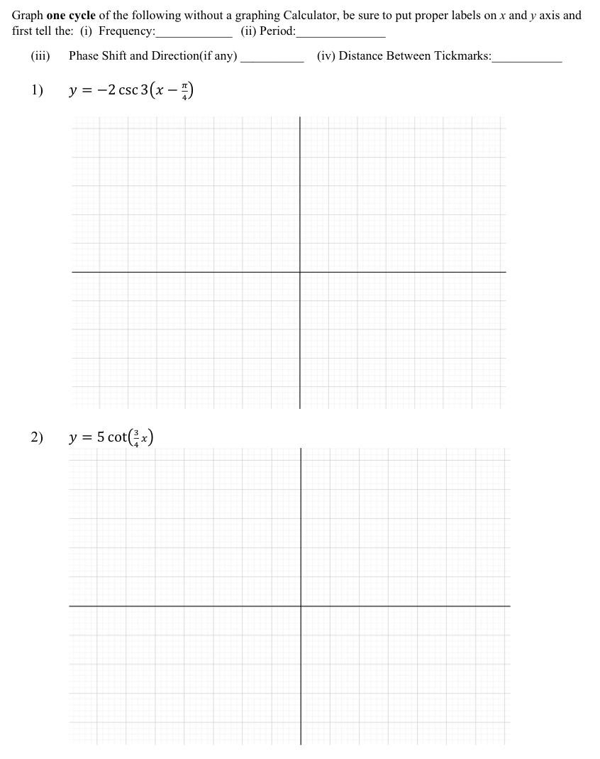 Solved Graph one cycle of the following without a graphing | Chegg.com
