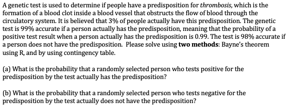 Solved A genetic test is used to determine if people have a | Chegg.com