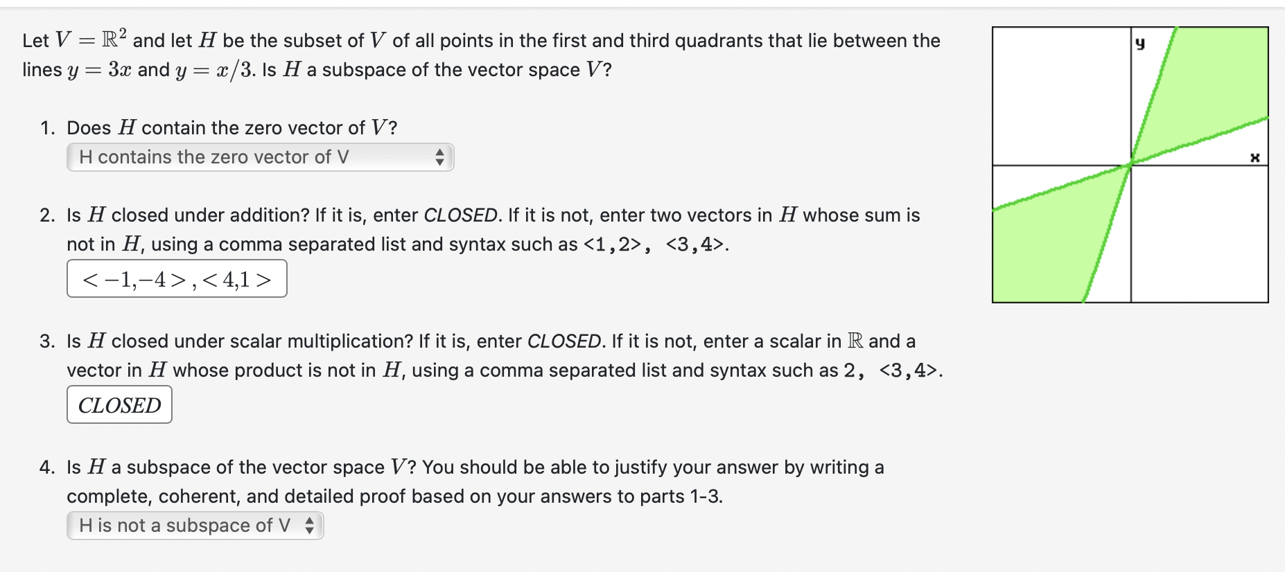 Solved Let V=R2 and let H be the subset of V of all points | Chegg.com Solved Let V=R2 and let H be the subset of V of all points | Chegg.com