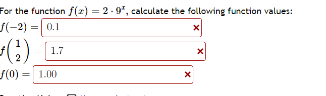 Solved For the function f(x)=2⋅9x, calculate the following | Chegg.com