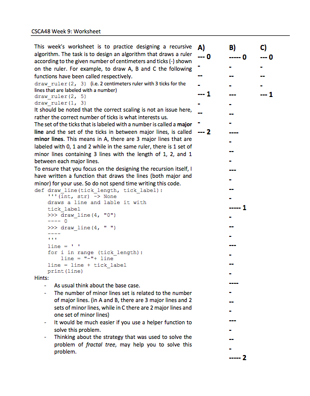 Solved CSCA48 Week 9: Worksheet B) C) This week's worksheet | Chegg.com