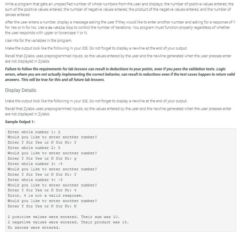 Write a program that gets an unspecified number of | Chegg.com